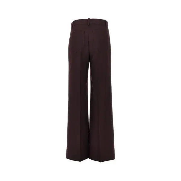 Victoria Beckham Alina Wool Flannel Wide Leg Pants - Red