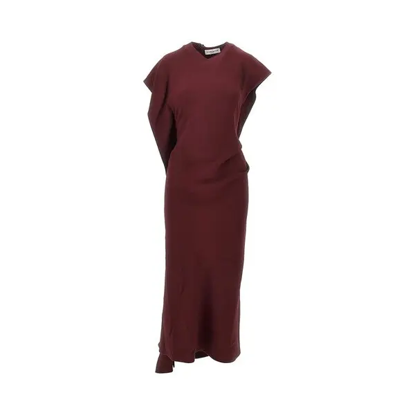 Victoria Beckham Ankle-length Cady Dress With Asymmetrical Hem - Red
