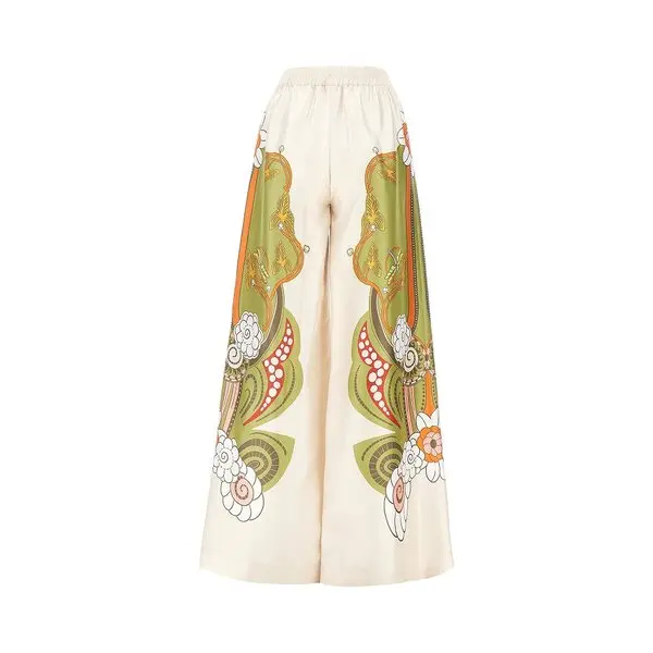 La DoubleJ Printed Silk Palazzo Pants