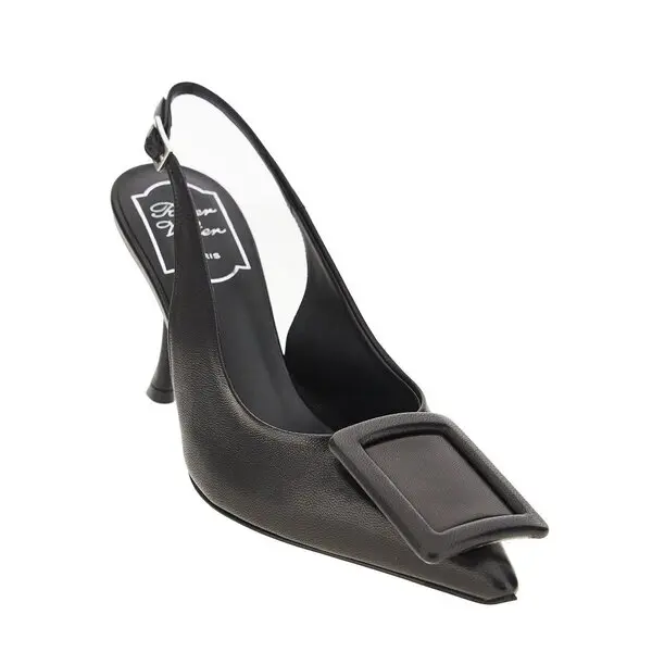 ROGER VIVIER Viv In The City Nappa Leather Slingback Pumps - Black