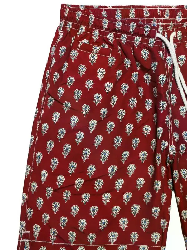 MC2 SAINT BARTH Burgundy Floral Print Swim Shorts