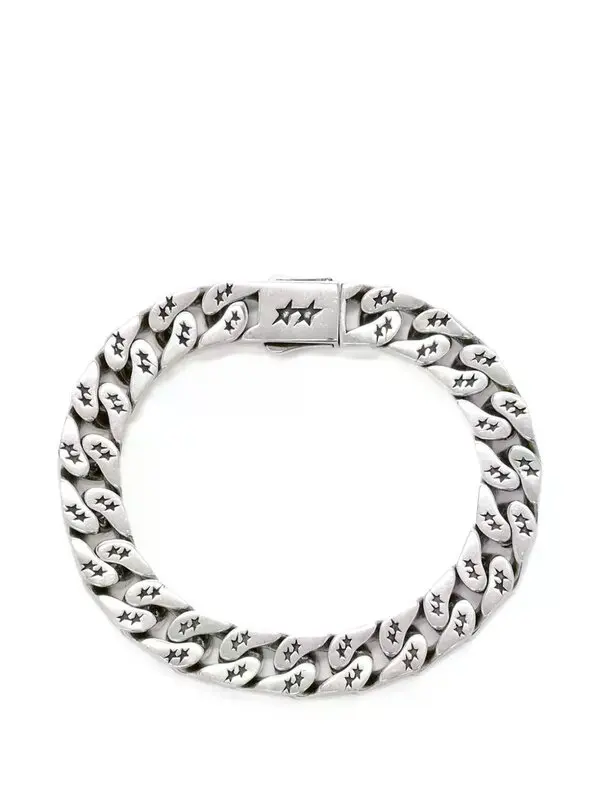 TWOJEYS Tone Engraved Star Curb-link Bracelet - Silver
