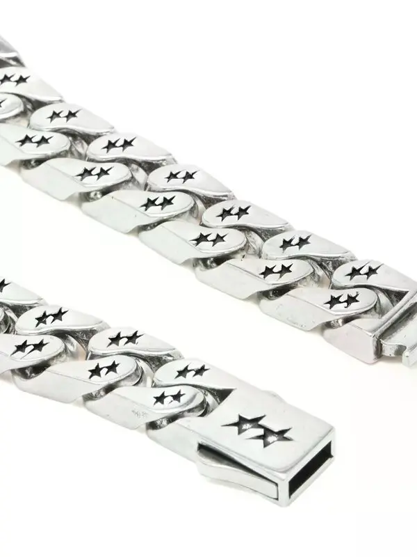 TWOJEYS Tone Engraved Star Curb-link Bracelet