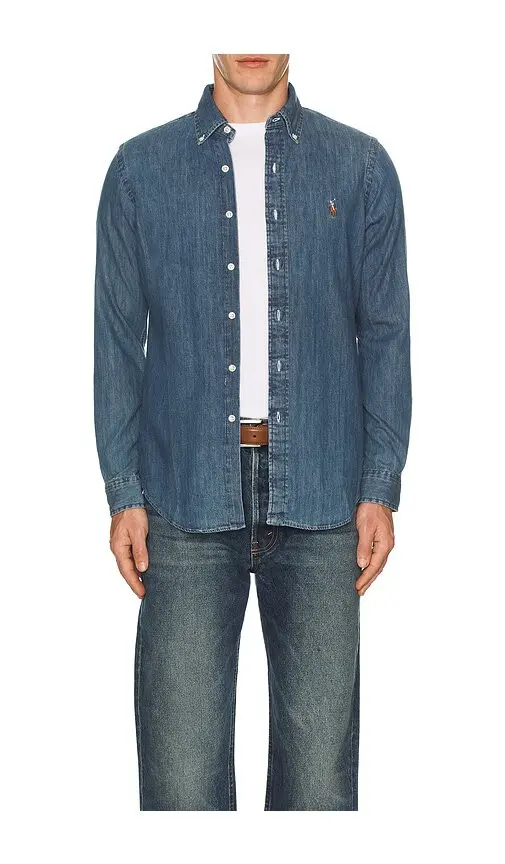 Polo Ralph Lauren Sport Shirt In Blue - Denim