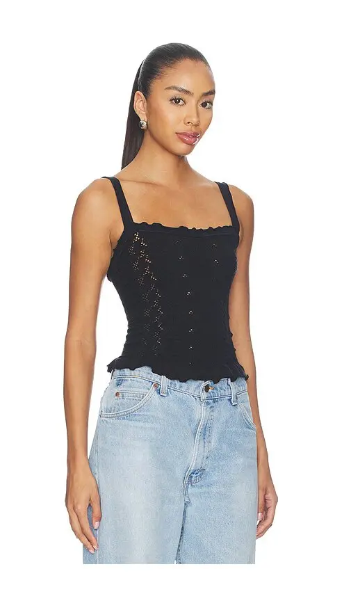 Free People So Soft Femme Square Neck Cami - Black