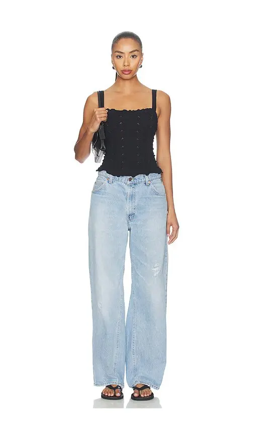 Free People So Soft Femme Square Neck Cami - Black