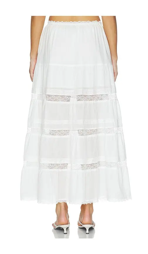 Steve Madden Elisse Tiered Lace Maxi Skirt - Cloud Dancer