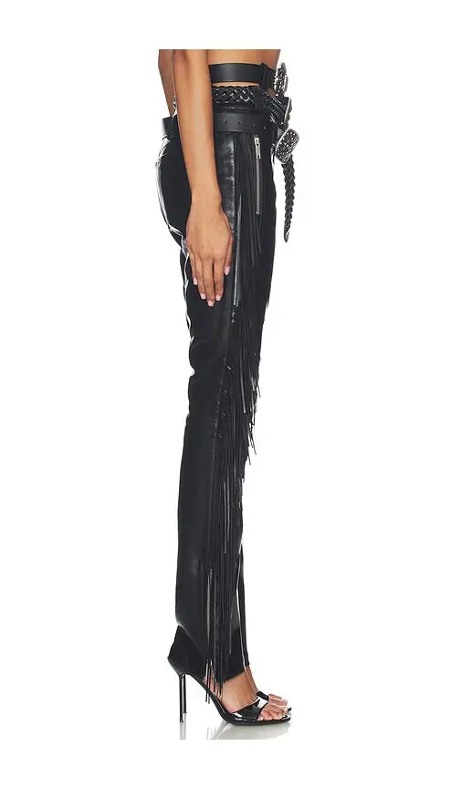 MARKGONG Faux Leather Fringe Pants