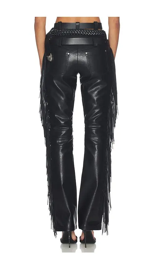 MARKGONG Faux Leather Fringe Pants