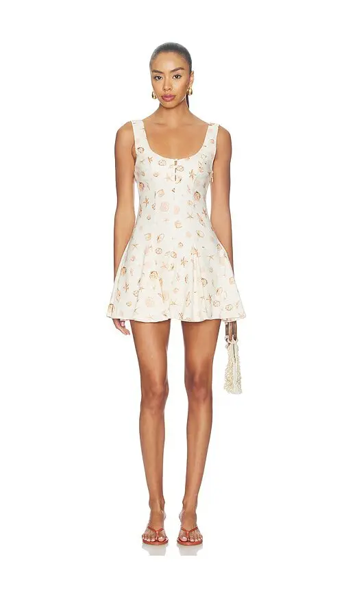 Majorelle Margot Mini Dress In Cream - Pink Shell Print