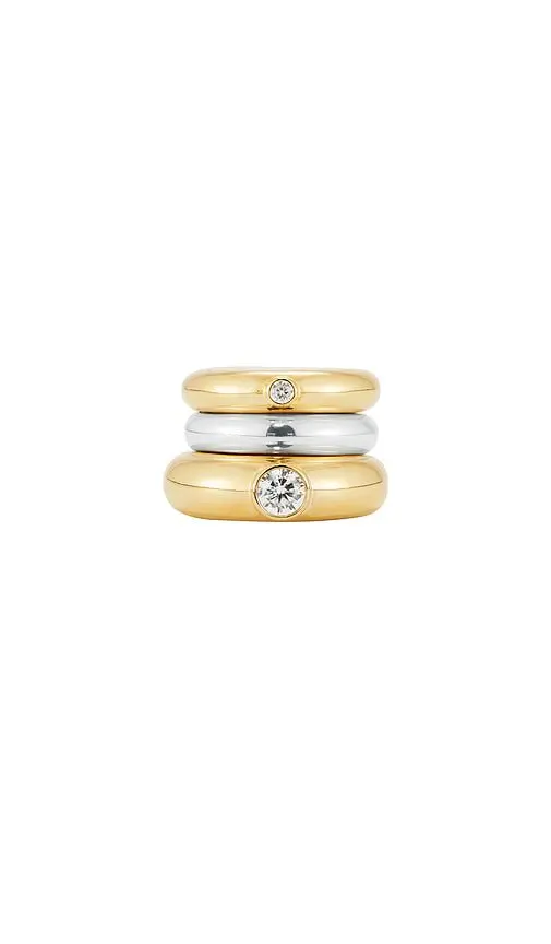 MEGA Zirconia Stacking Donut Ring In Metallic Gold - 14k Yellow Gold Plated
