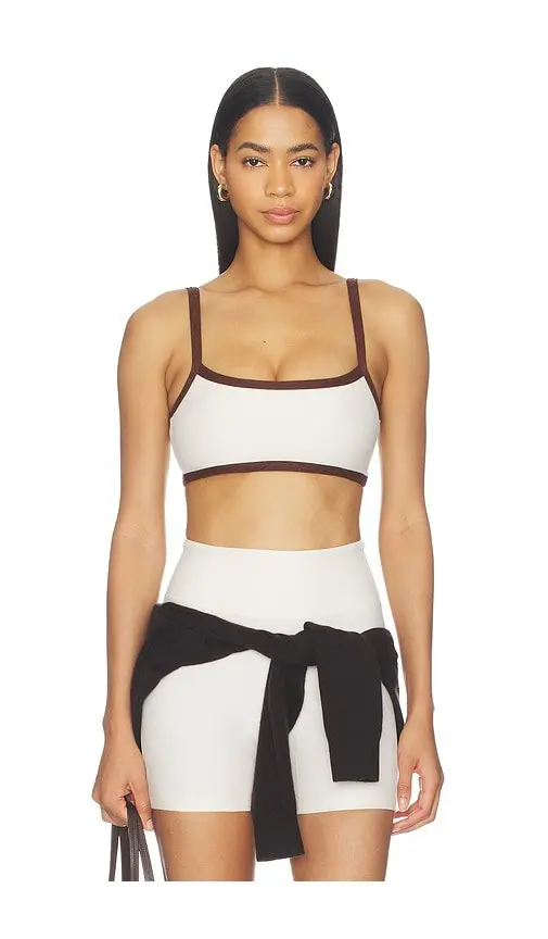 Year Of Ours Perfect Stretch Bralette In Cream - Shell & Chocolate
