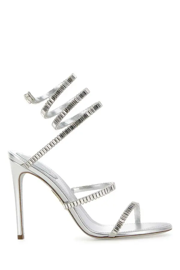 Rene Caovilla Embellished Fabric Cleo Sandals - Silver