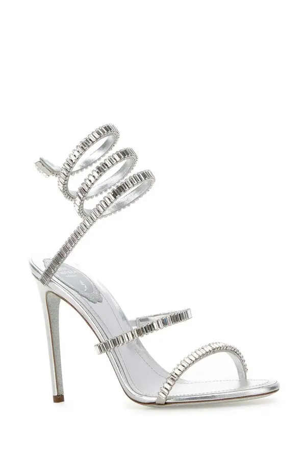 Rene Caovilla Embellished Fabric Cleo Sandals - Silver