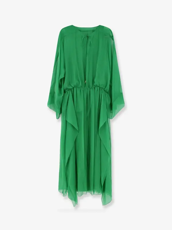 Alberta Ferretti Silk Long Dress - Green