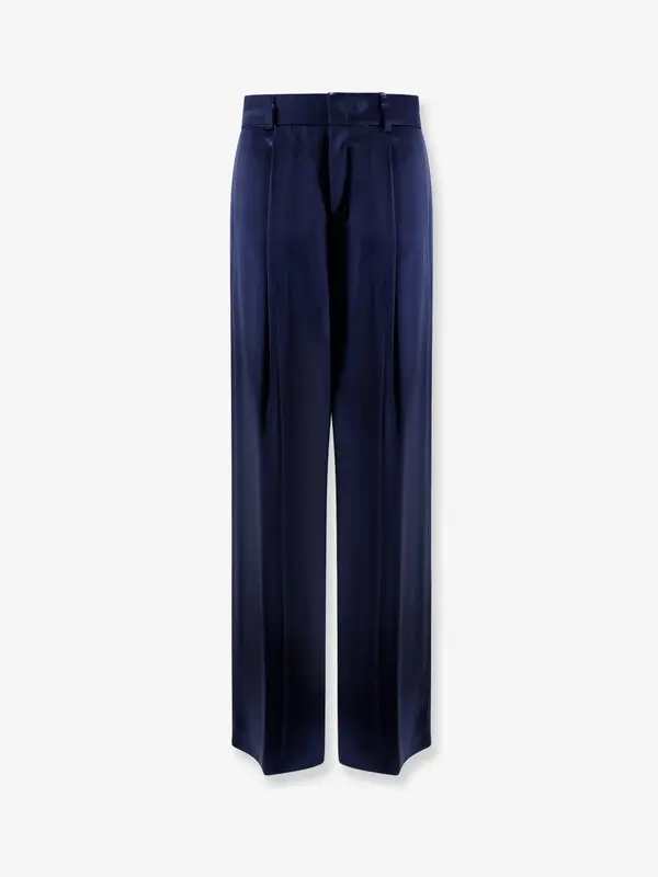Alberta Ferretti Satin Wide Leg Trousers - Blue