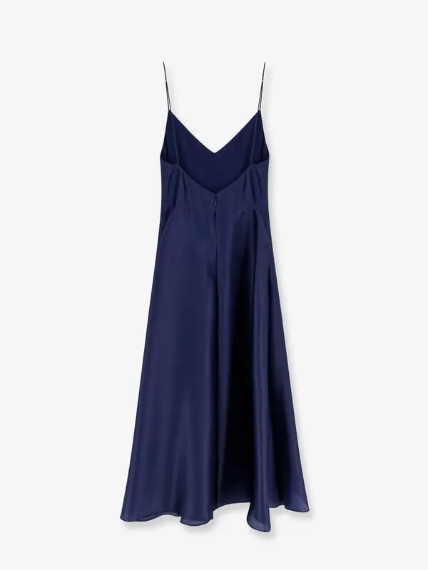Alberta Ferretti Silk Flared V-neck Dress