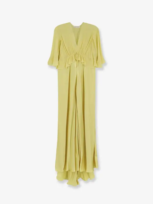 Alberta Ferretti Satin Long Dress - Yellow