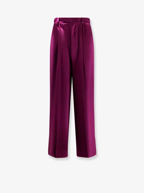 Alberta Ferretti Wide Leg Satin Trousers - Purple