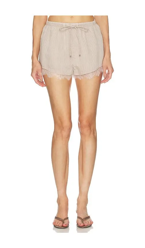 CAMILA COELHO Amaya Short With Lace Trim - Beige