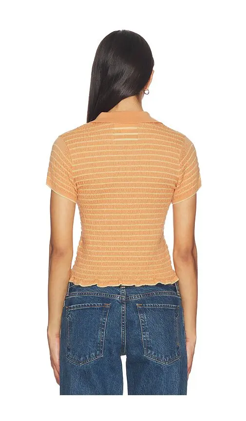 Guest In Residence Smocked Shrunken Polo - Orange
