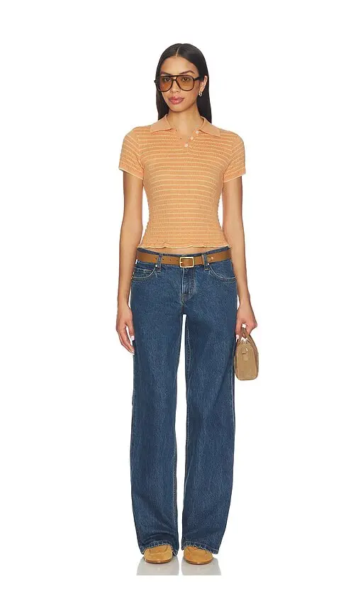 Guest In Residence Smocked Shrunken Polo - Orange