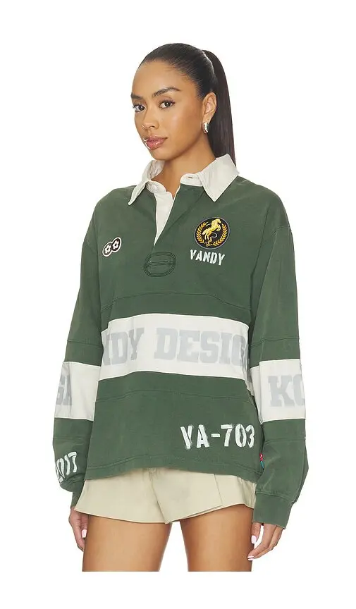 VANDYTHEPINK Long Sleeve Rugby Polo With Graphic Logo Details