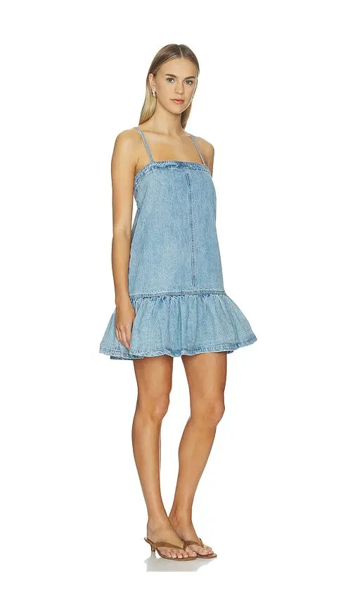 Blanknyc Denim Mini Dress With Ruffle Hem - Blue