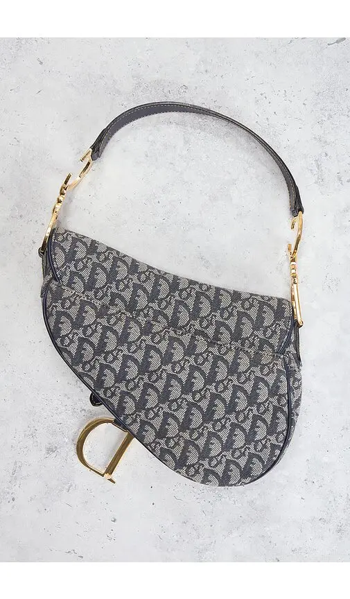 FWRD RENEW Dior Trotter Oblique Saddle Bag - Blue