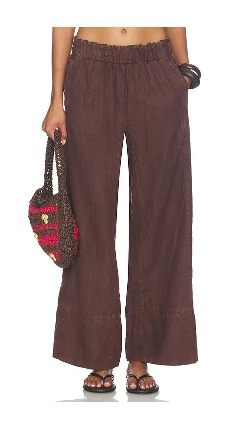 Free People Days End Linen Pull-on Pants - Brown