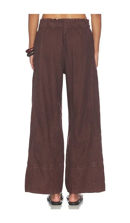 Free People Days End Linen Pull-on Pants - Brown