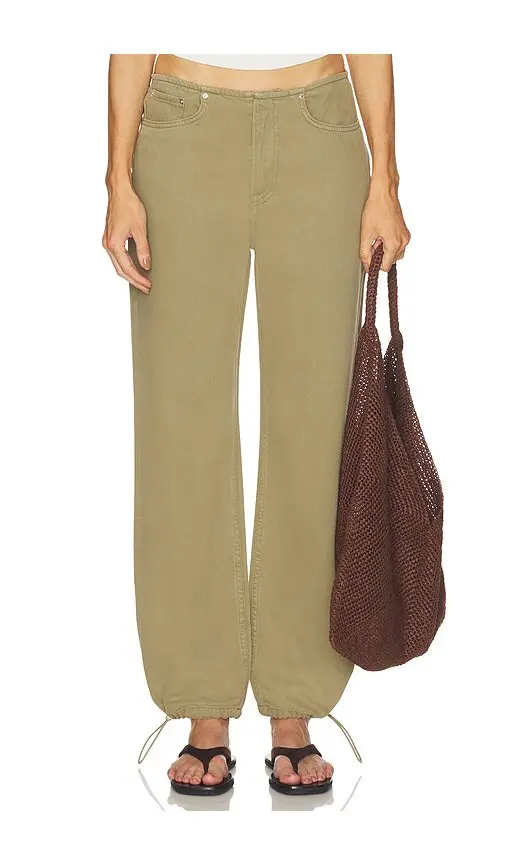 GRLFRND Erika Cinched Hem Jean - Olive