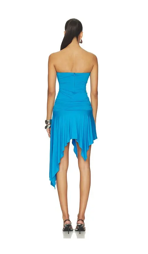 Nbd Strapless Asymmetrical Draped Midi Dress