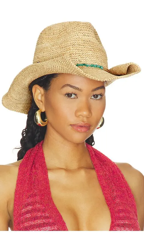 FLORABELLA Tanya Crochet Raffia Cowboy Hat - Neutral