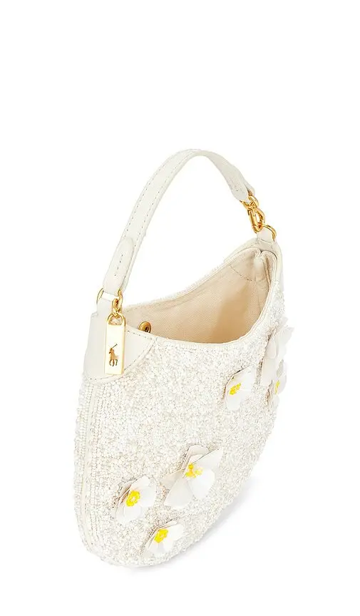 Polo Ralph Lauren Beaded Pouch Small Shoulder Bag With Floral Appliqu