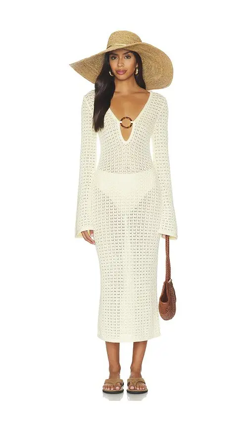 STONE COLD FOX X Revolve Averi Pointelle Midi Dress - Yellow