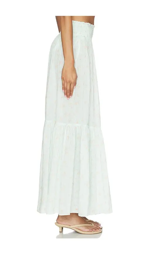 LoveShackFancy Umber Printed Cotton Maxi Skirt - Green