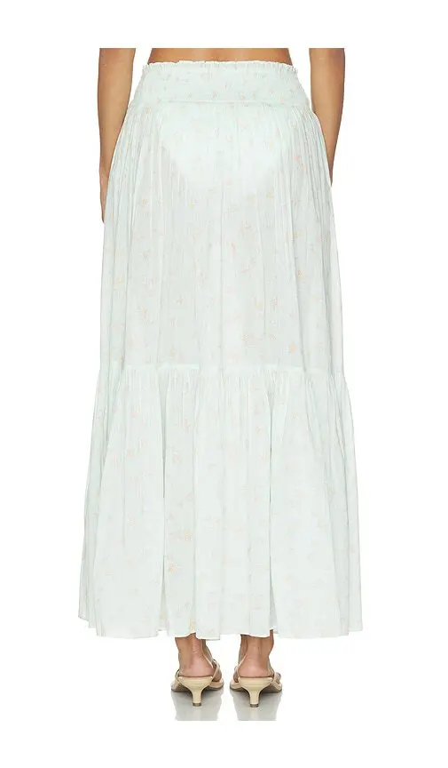 LoveShackFancy Umber Printed Cotton Maxi Skirt - Green