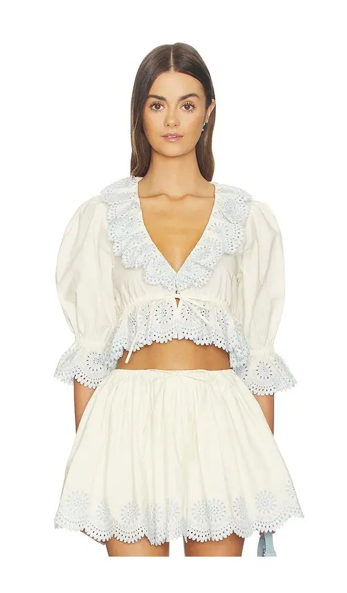 Tularosa Anya Embroidered Blouse - Ivory