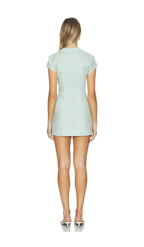 Matthew Bruch Collared V-neck Mini Dress - Blue