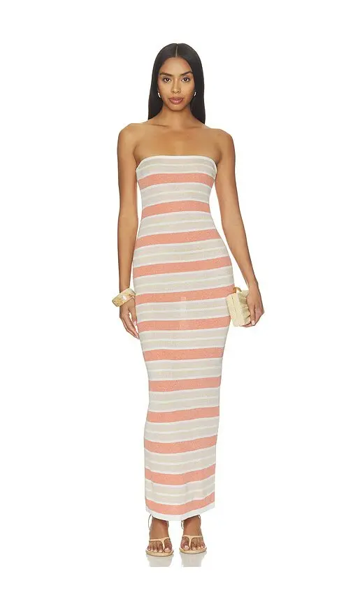 SNDYS. Celia Shimmer Maxi Dress - Peach