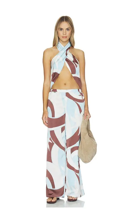 SEVEN WONDERS Sachi Cross Front Halter Top - Multi