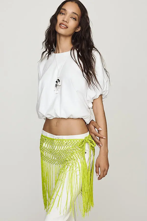 ELIZABETH GILLETT Frge Mesh Sarong - Citron