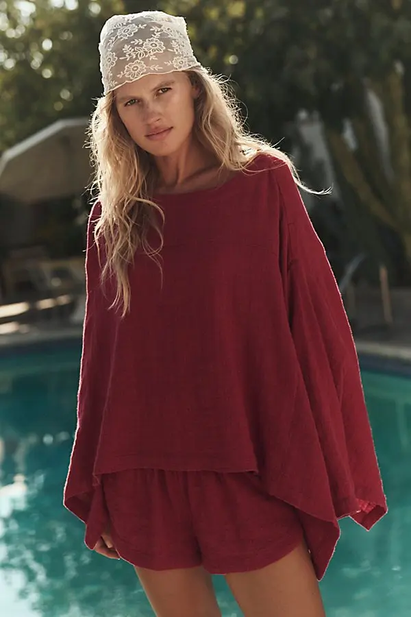Free People Sun Wander Short Set - Wild Garnets