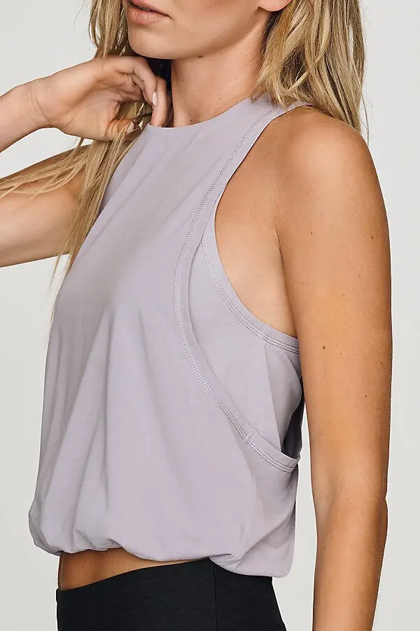Daily Practice Bubble Twist Tank Top - Lavender Grey