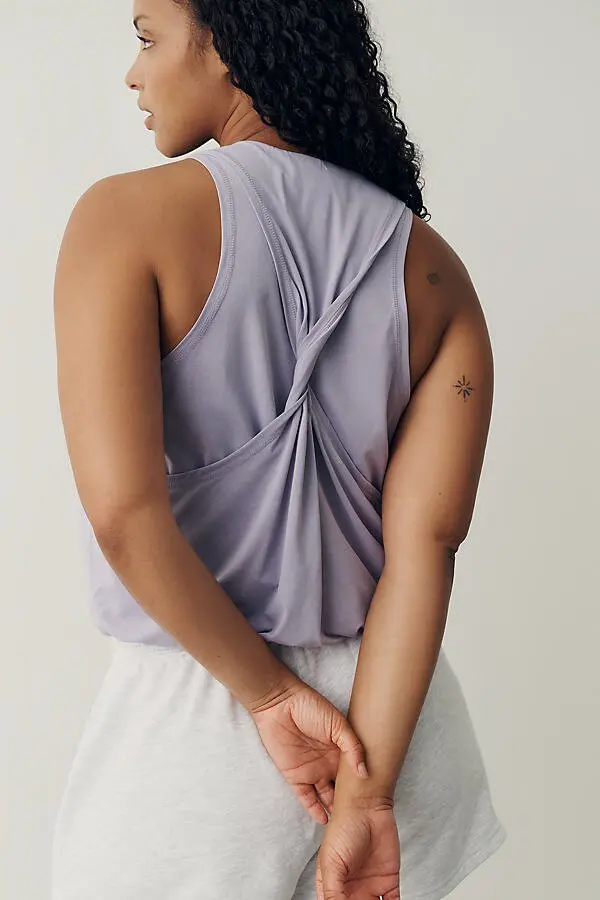 Daily Practice Bubble Twist Tank Top - Lavender Grey