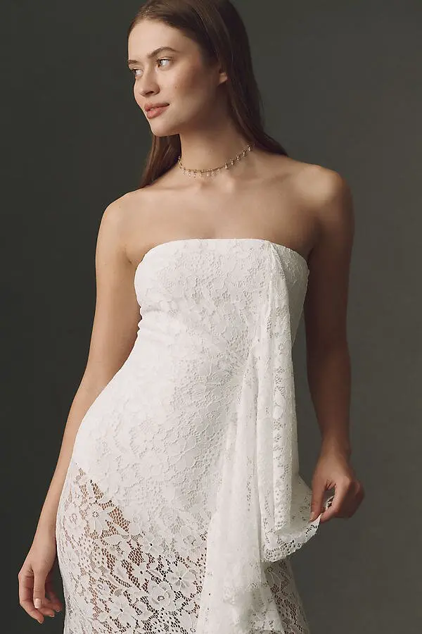 MARE MARE Strapless Lace Pickup Bodysuit Maxi Dress