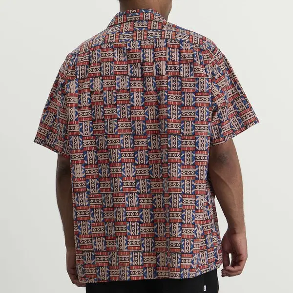 BEAMS Block Print Open Collar Shirt