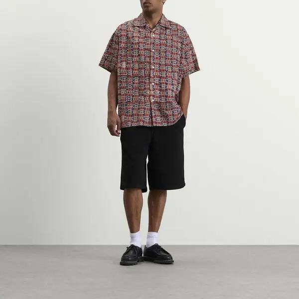 BEAMS Block Print Open Collar Shirt