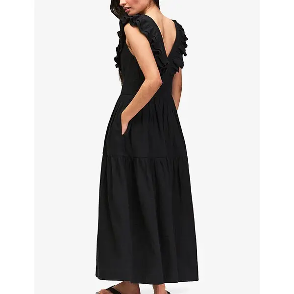 RO&ZO V-neck Ruffled Cotton Maxi Dress